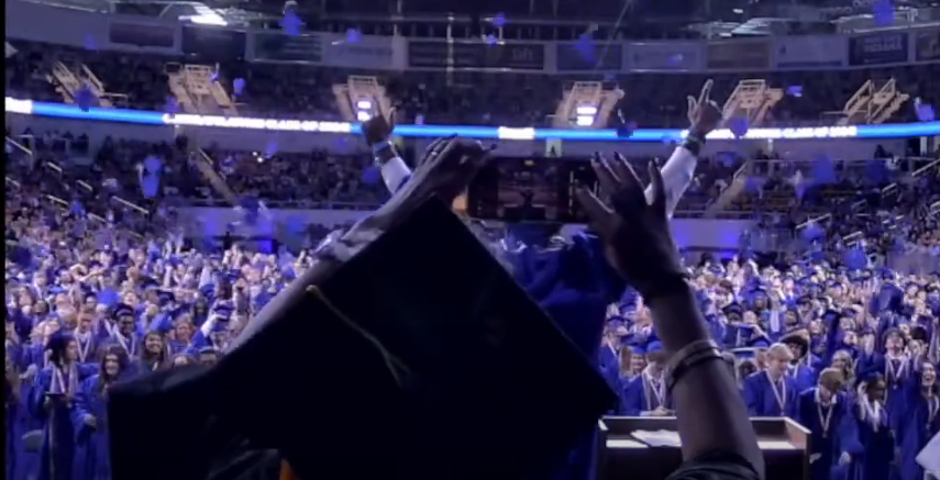 High school graduation day for HSE, Fishers HS - LarryInFishers